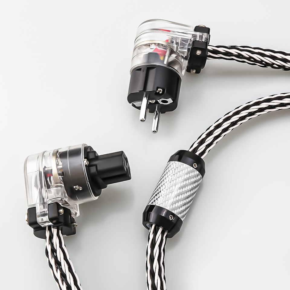 Audiophile 8AWG OCC Silver Power Cable Right Angle EU US HiFi Audio ...
