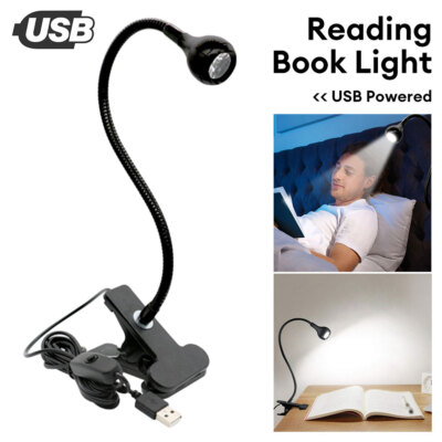 USB Reading Light Flexible LED Lamp Laptop Computer Clip On Bed Desk ...