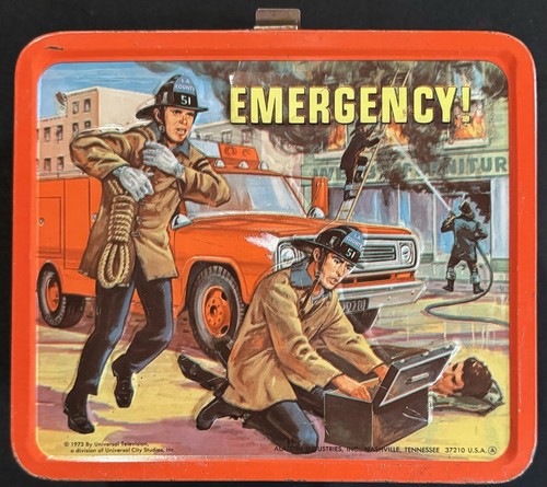 Vintage Emergency! Fireman Metal Lunch Box No Thermos Aladdin 1973 | eBay