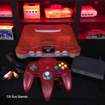 Nintendo 64 Console Watermelon Red and Clear N64 Plays U.S Games | eBay