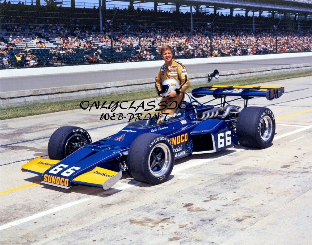 1972 MARK DONOHUE TEAM MCLAREN INDY 500 MOTOR SPEEDWAY RACE CAR 11x14 ...
