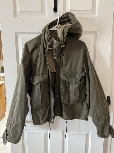 Vintage Filson jacket with built in hat tin cloth material L dark green ...