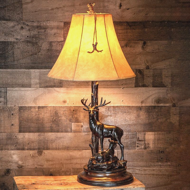 Grand Buck And Doe Table Lamp Hunting Deer Stag Rustic Cabin Lodge ...