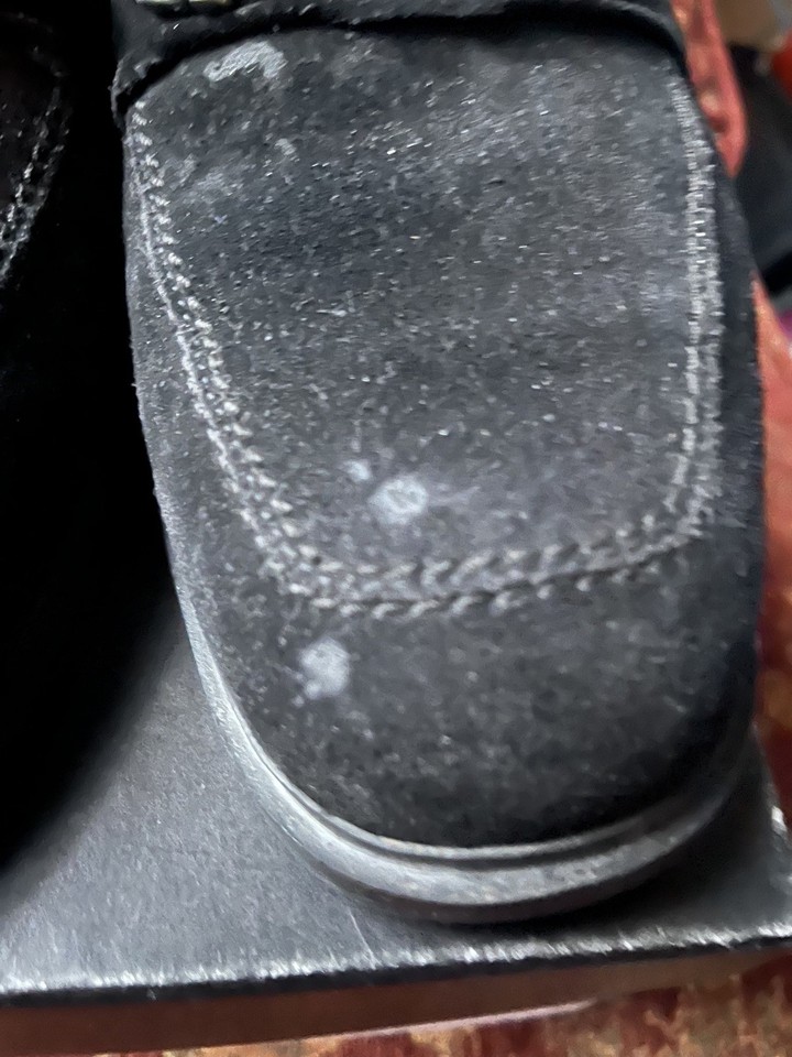 IVORY OF BOND STREET BLACK SUEDE LEATHER SHOES GREEK KEY GOOD CONDITION ...