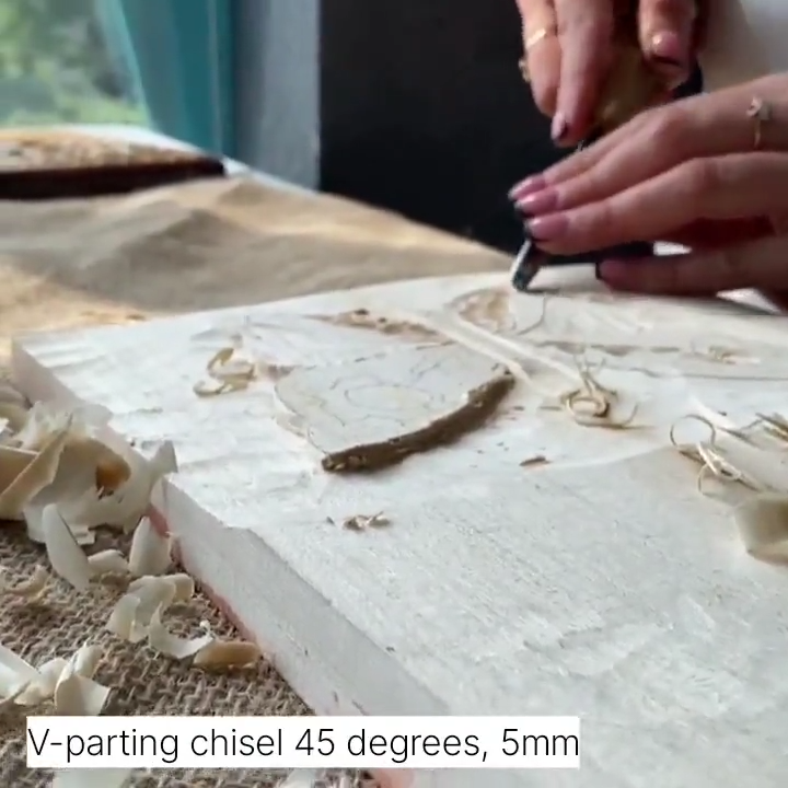 V-parting chisel 45 degrees, Woodcarving V-tool STRYI Profi, Carving ...