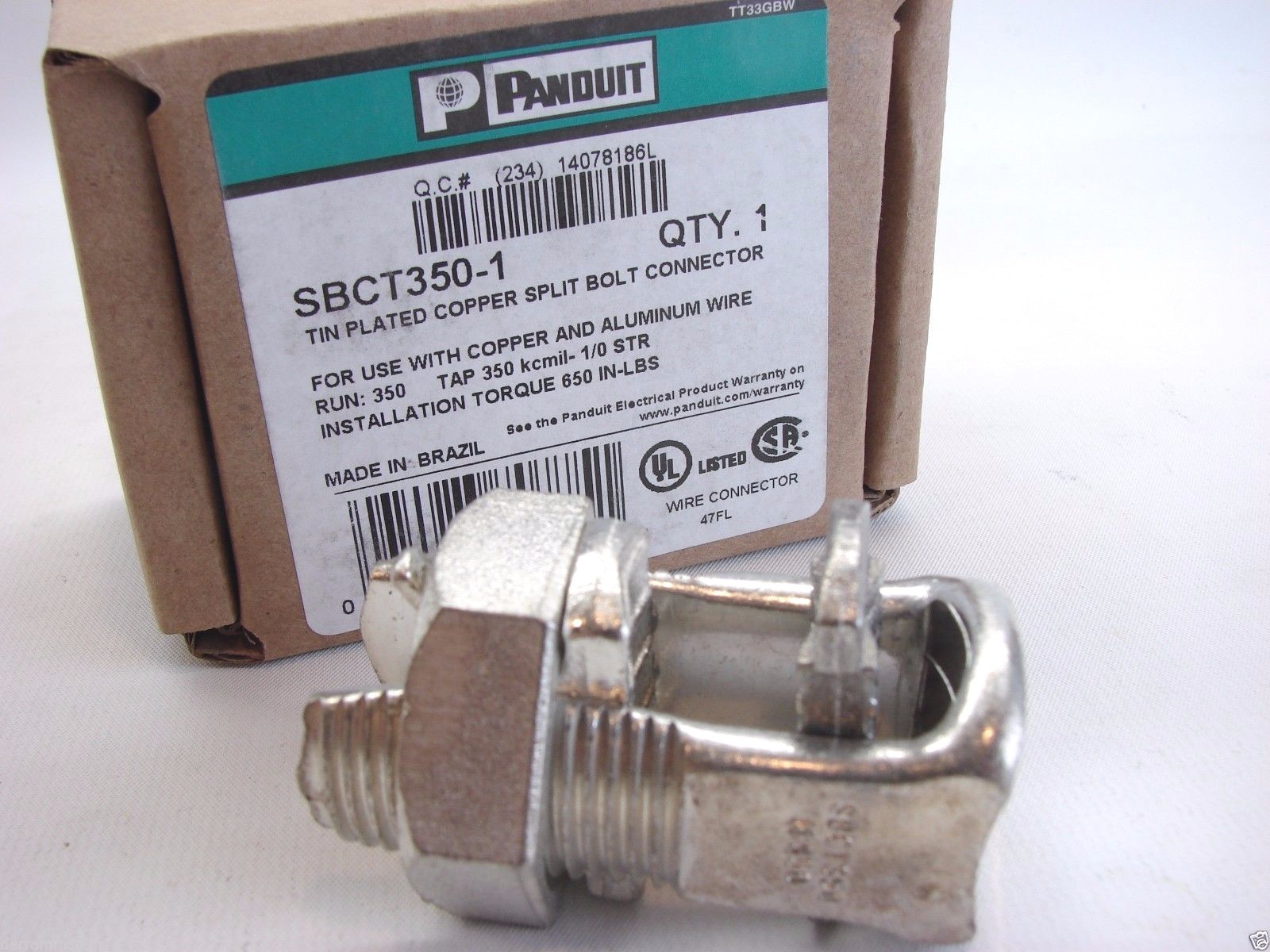 Panduit SBCT350-1 Split Bolt Connector 4 AWG Stranded-10AWG Solid ...