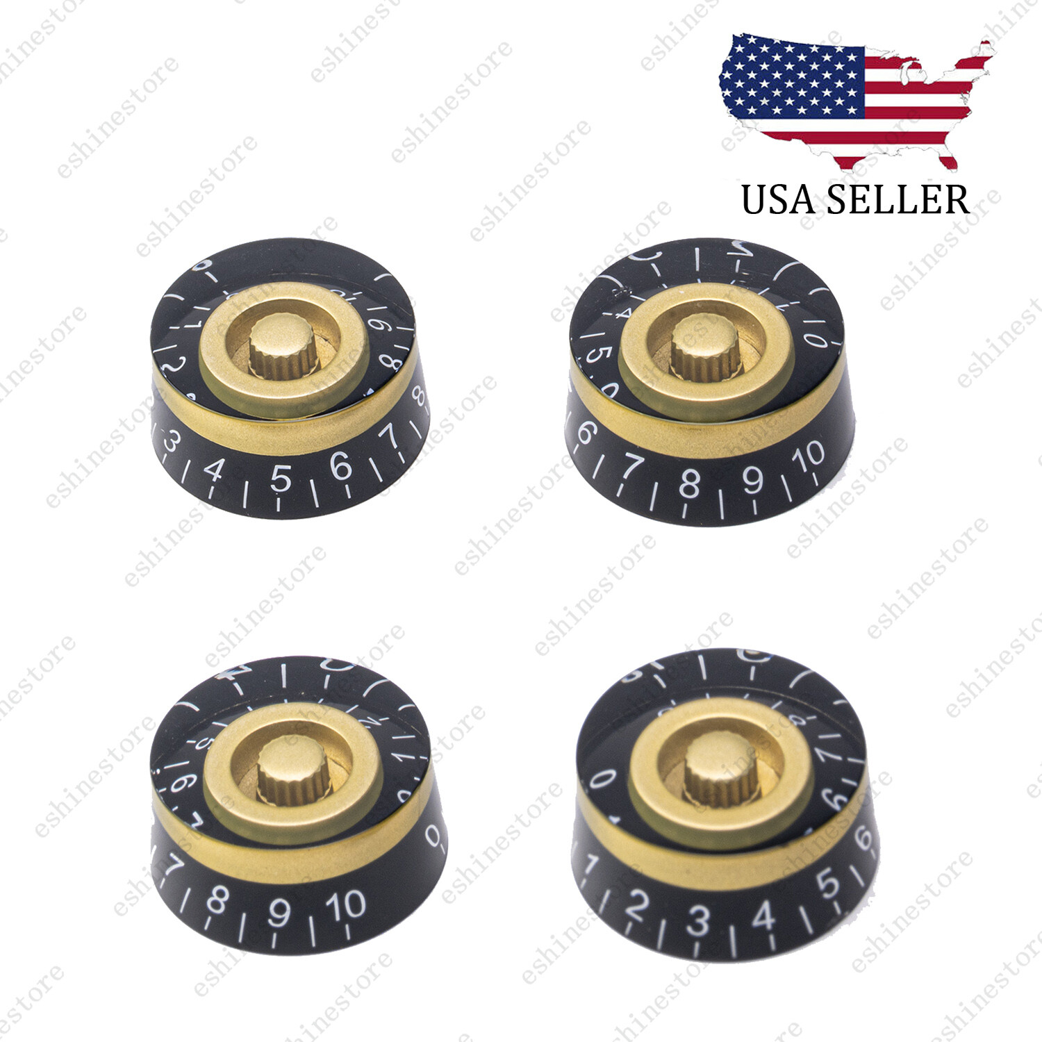 4 Pcs Gold/Black Electric Guitar Control Knobs Speed Dial Knobs for SG ...