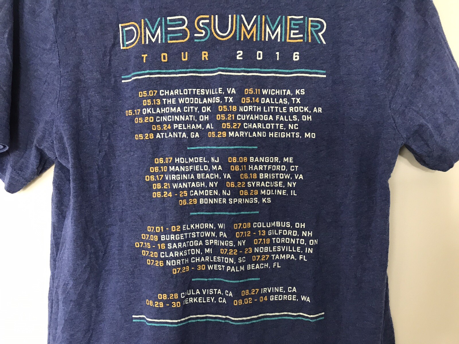 Dave Matthews Band Tour 2016 DMB Summer Tour Tshirt Tee Size Small Blue ...