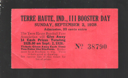 Sports Pub: Terre Haute Baseball Fans Assoc. Booster Day Ticket 9/2 ...