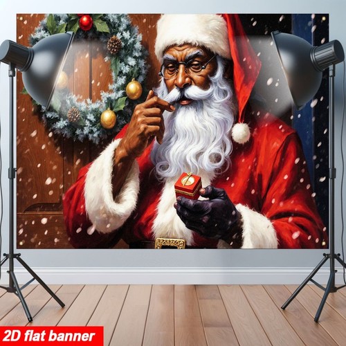2D Flat, 1pc Large-Scale Santa Claus with Glasses Banner - Durable ...