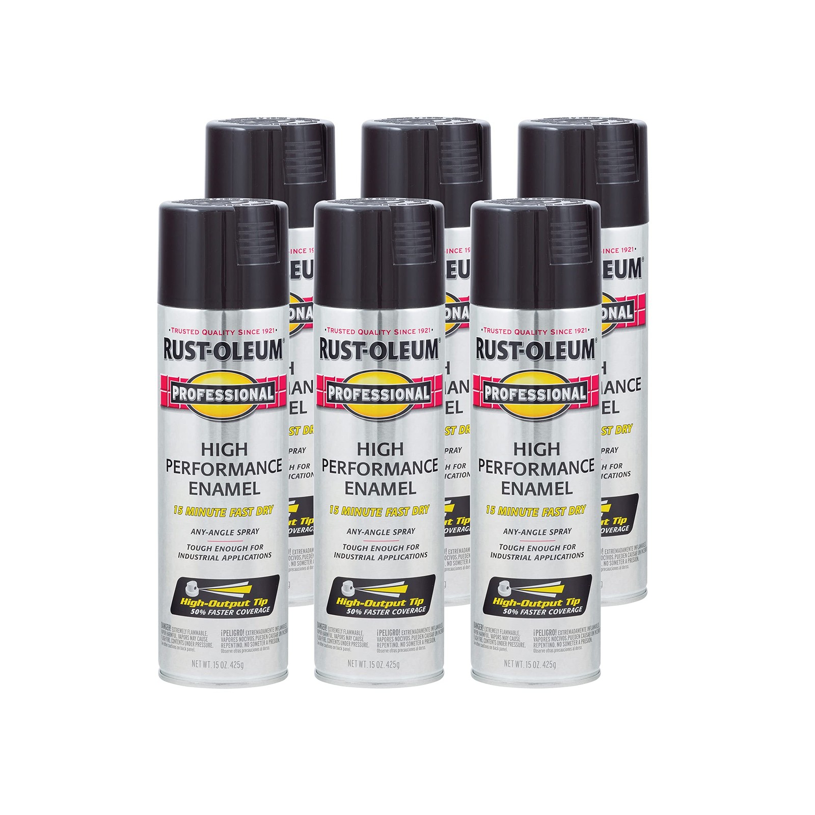 Rust Oleum Professional 15 Ounce Gloss Black Enamel Spray Paint Pack Of ...