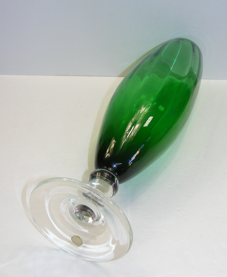 Vintage Studio Italian Green Glass 17" Long Stem Flower Vase Clear Base ...