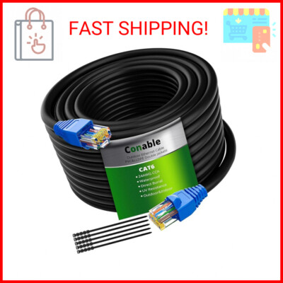 Cat6 Outdoor Ethernet Cable 100ft, Heavy Duty Double Jackets Internet ...