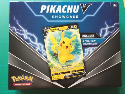 Pikachu V Showcase Box 3 Booster Pokemon Cards w/ Promo Card ENGLISH ...