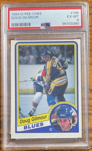 1984-85 O-Pee-Chee OPC Rookie RC Doug Gilmour #185 St. Louis Blues PSA ...