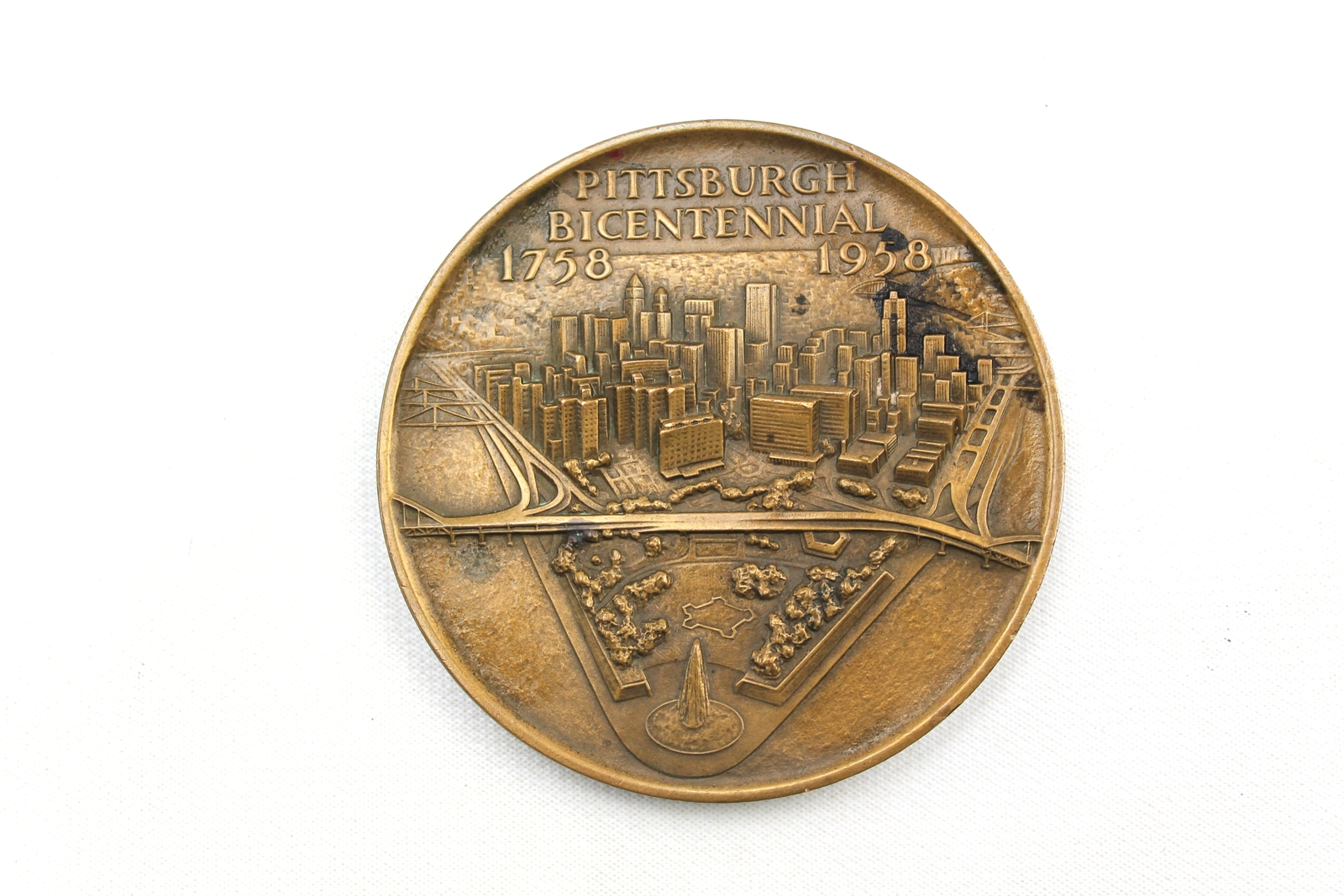 Pittsburgh Bicentennial 1758-1958 Brass Bronze Medal Paperweight ...