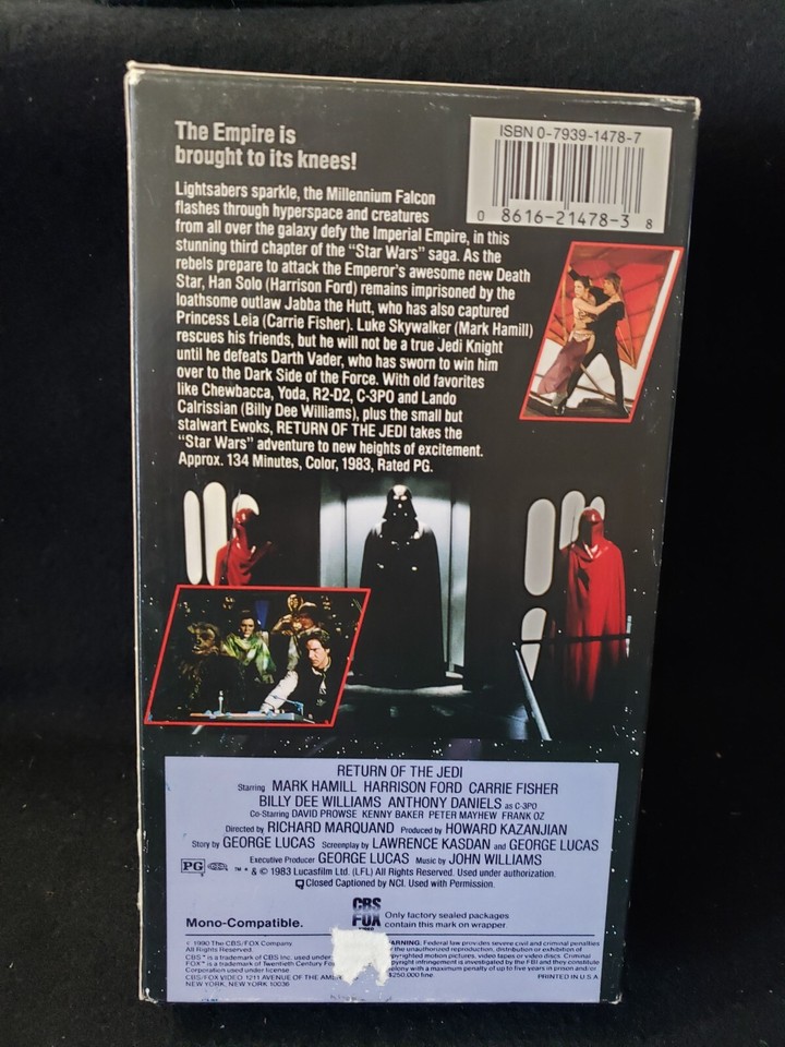 Star Wars Vintage CBS FOX VHS Tape Return of the Jedi 1990 | eBay