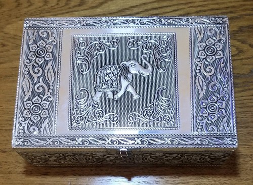 Embossed Aluminum Storage/Jewelry Box, Elephant Motif, Handcrafted ...