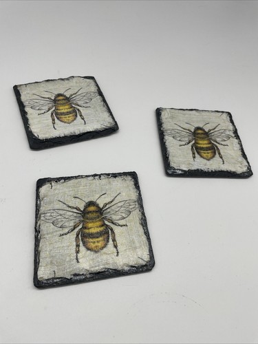 Bee Handmade Slate Coasters Set Of 3 | eBay