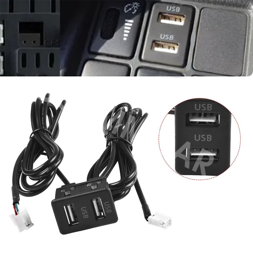 Car Dash Flush Mount USB Port Panel 4 Pin 6 Pin Dual USB Extension ...