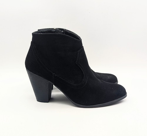 Charlotte Russe Women's Size 8 Black Faux Suede Zippered Ankle Boots ...