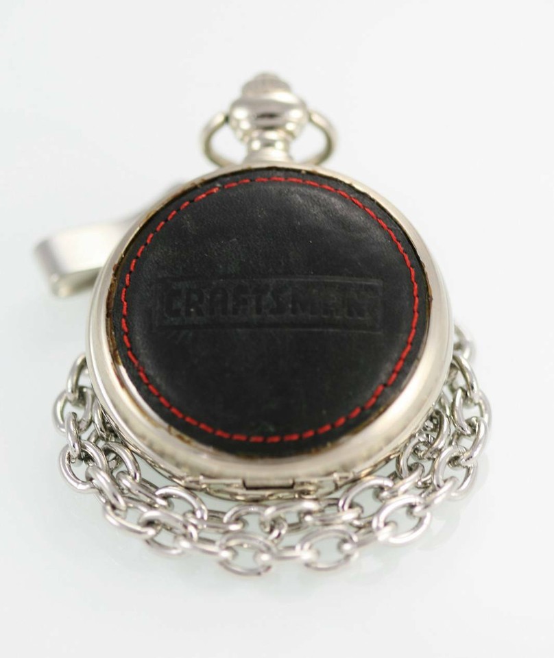 Craftsman White Mens Stainless Steel Silver Quartz Battery Pocket Watch ...