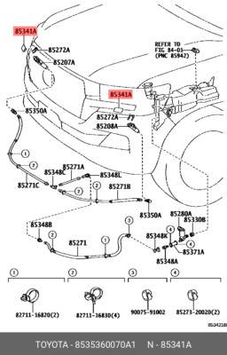 Original headlight washer nozzle cover, 8535360070A1 for TOYOTA 85353 ...
