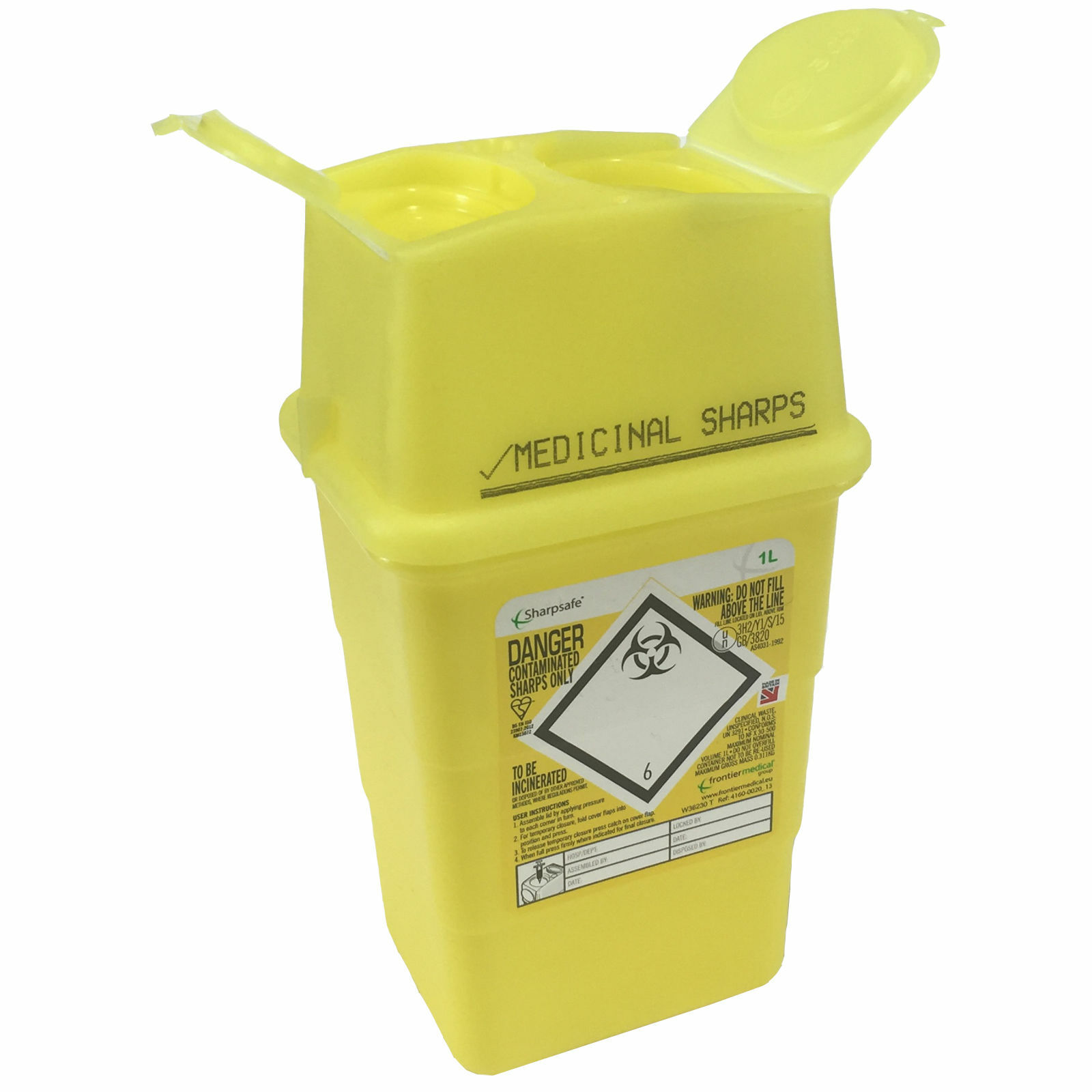 SHARPSAFE YELLOW BIO HAZARD BLADE SYRINGE NEEDLE CLINICAL WASTE SHARPS ...