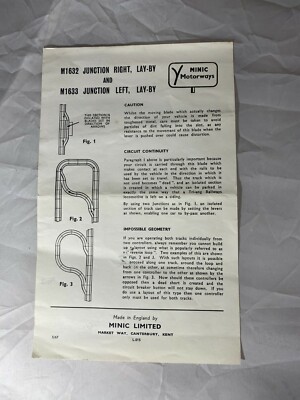 Triang Minic Motorways M1632 M1633 Instruction Leaflet | eBay Australia