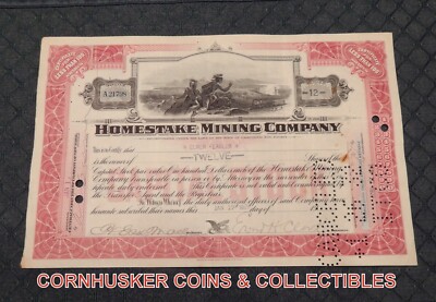 1927 HOMESTAKE MINING STOCK CERTIFICATE & A 1/10TH OZ .999 SILVER COIN ...