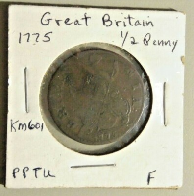1775 Great Britain Half 1/2 Penny Copper Coin KM# 601 fine | eBay