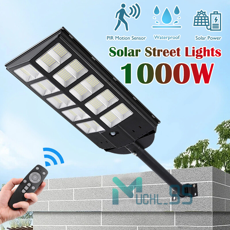 LED Street Light Solar Power with Pole Remote Control sensor Waterproof ...
