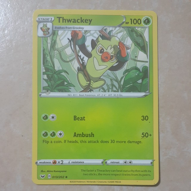 Pokémon TCG Thwackey Sword & Shield Base Set 013/202 Regular Uncommon ...