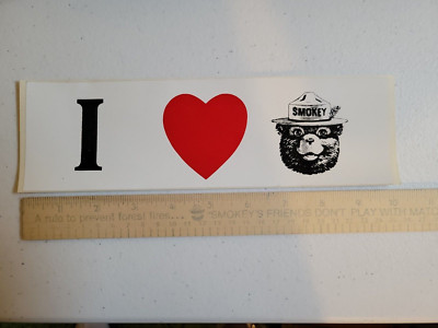 Smokey Bear Bumper Sticker I Love - Heart Smokey | eBay