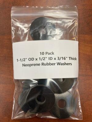 10 Pack Neoprene Rubber Washer 1-1/2" OD x 1/2" ID x 3/16" Thick | eBay