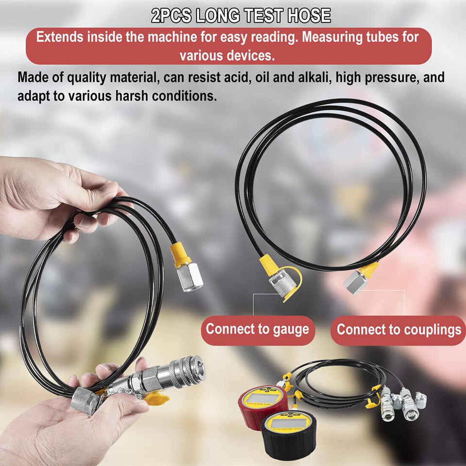 700BAR Digital Hydraulic Pressure Test Kit 2 Gauge 9Coupling 2Hose for ...