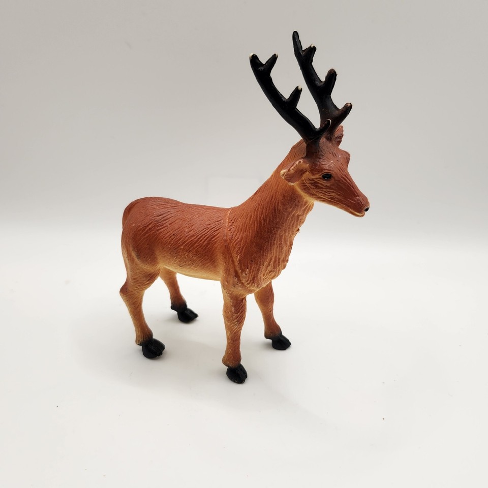 Toy Deer Buck Antlers PVC Plastic Wildlife Animal Figure Figurine | eBay