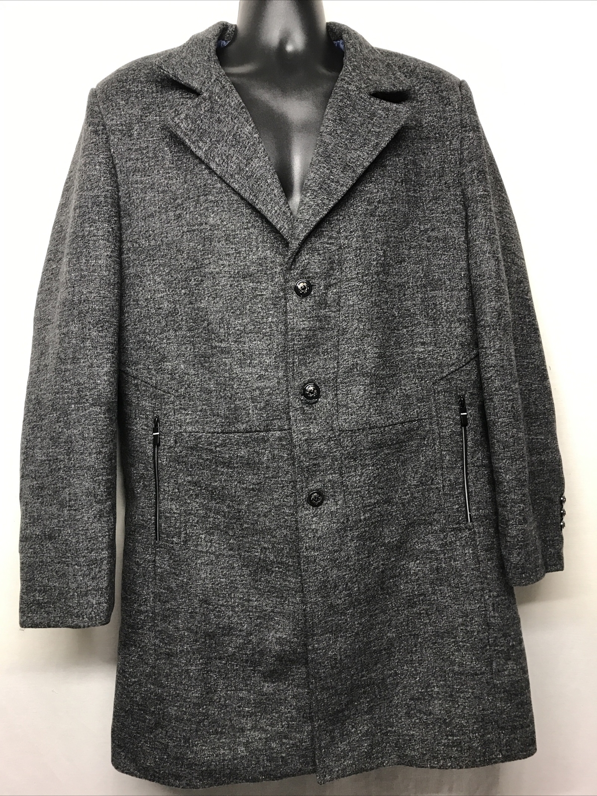 JINGPIN FUSHI Classic Fashion Men's Wool Blend Gray Jacket Coat Size ...