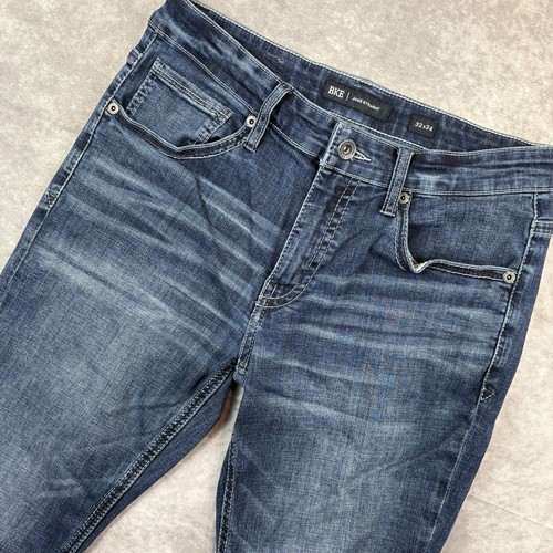 BKE Jeans Mens 32x34 Blue Dark Denim Jake Straight Classic Stitch | eBay