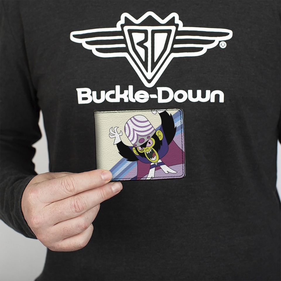 Bi-Fold Wallet The Powerpuff Girls Mojo Jojo Pose and Text Ivory/Blues ...