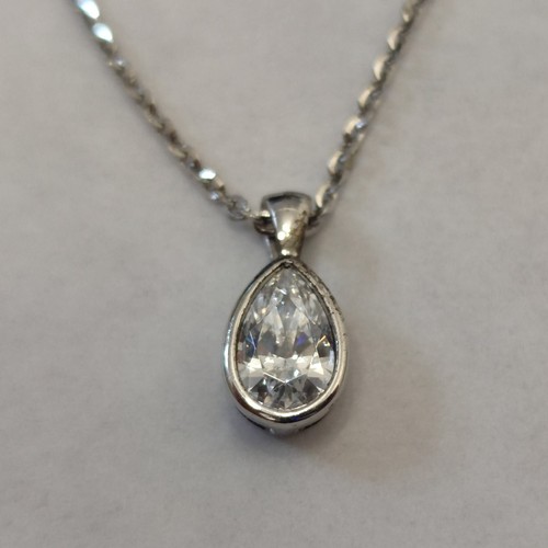 Silver Chain Cubic Zirconia Stone 925 Stamped 45cm Length Chain | eBay