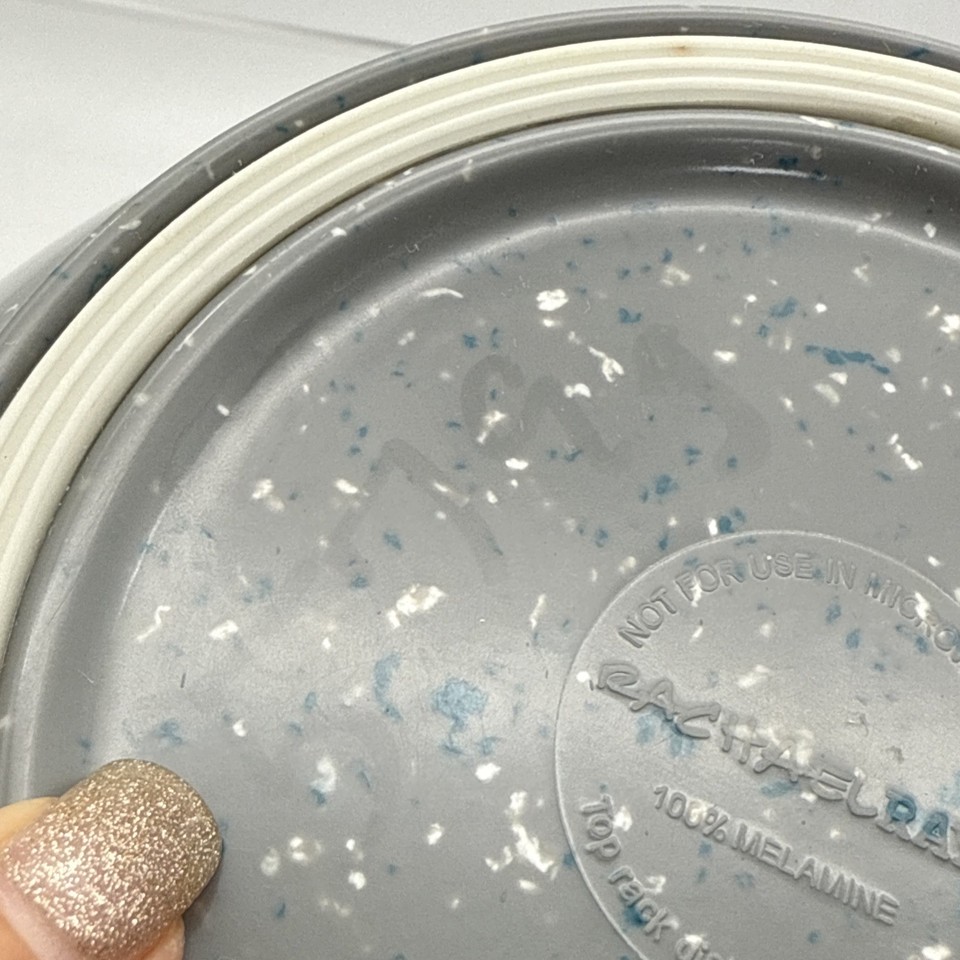 PRISTINE RACHAEL RAY GRAY CONFETTI 10” “GARBAGE/TRASH” MIXING BOWL VERY ...