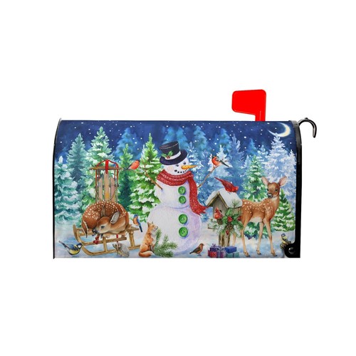 Christmas Mailbox Cover Winter Mailbox Wraps Magnetic Standard Size ...