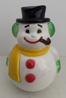 RARE Vintage Rolly Poly Rattle Plastic Frosty Snowman Christmas With ...