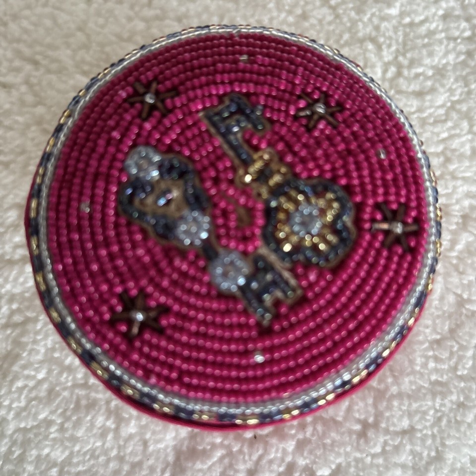 Anthropologie FORTUNE Magic Keys Beaded Lid Jewelry Stash Box Gift ...