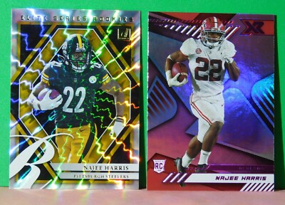 Najee Harris (2) RC 2021 Elite Rookie Series & PINK Chronicles Xr HOLO ...