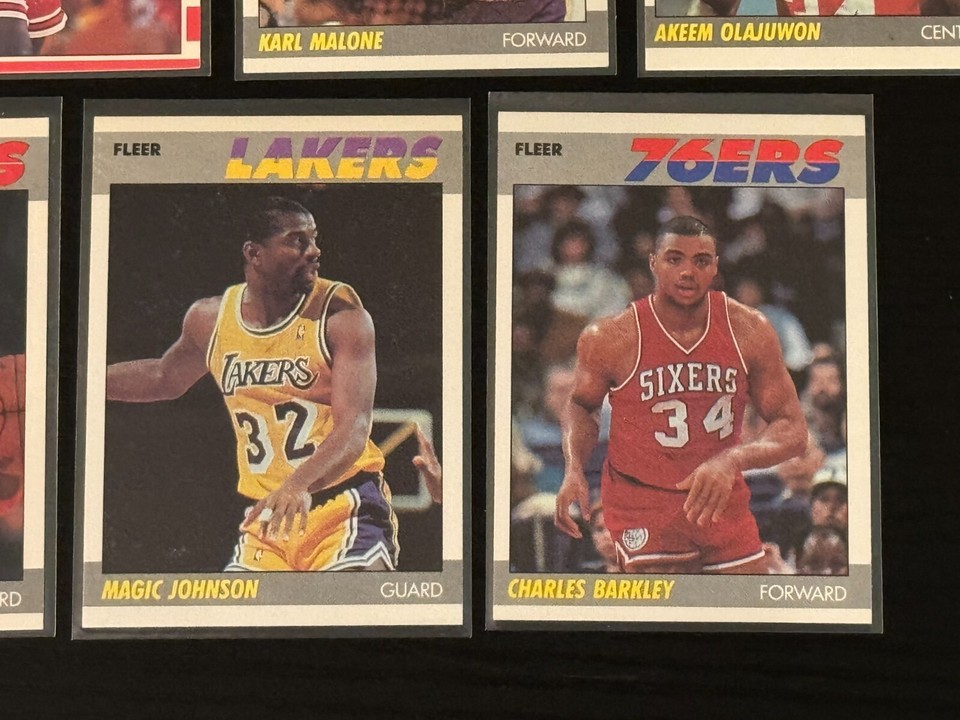 1987 Fleer basketball 132-card set + (11) stickers, Michael Jordan, NM+ ...