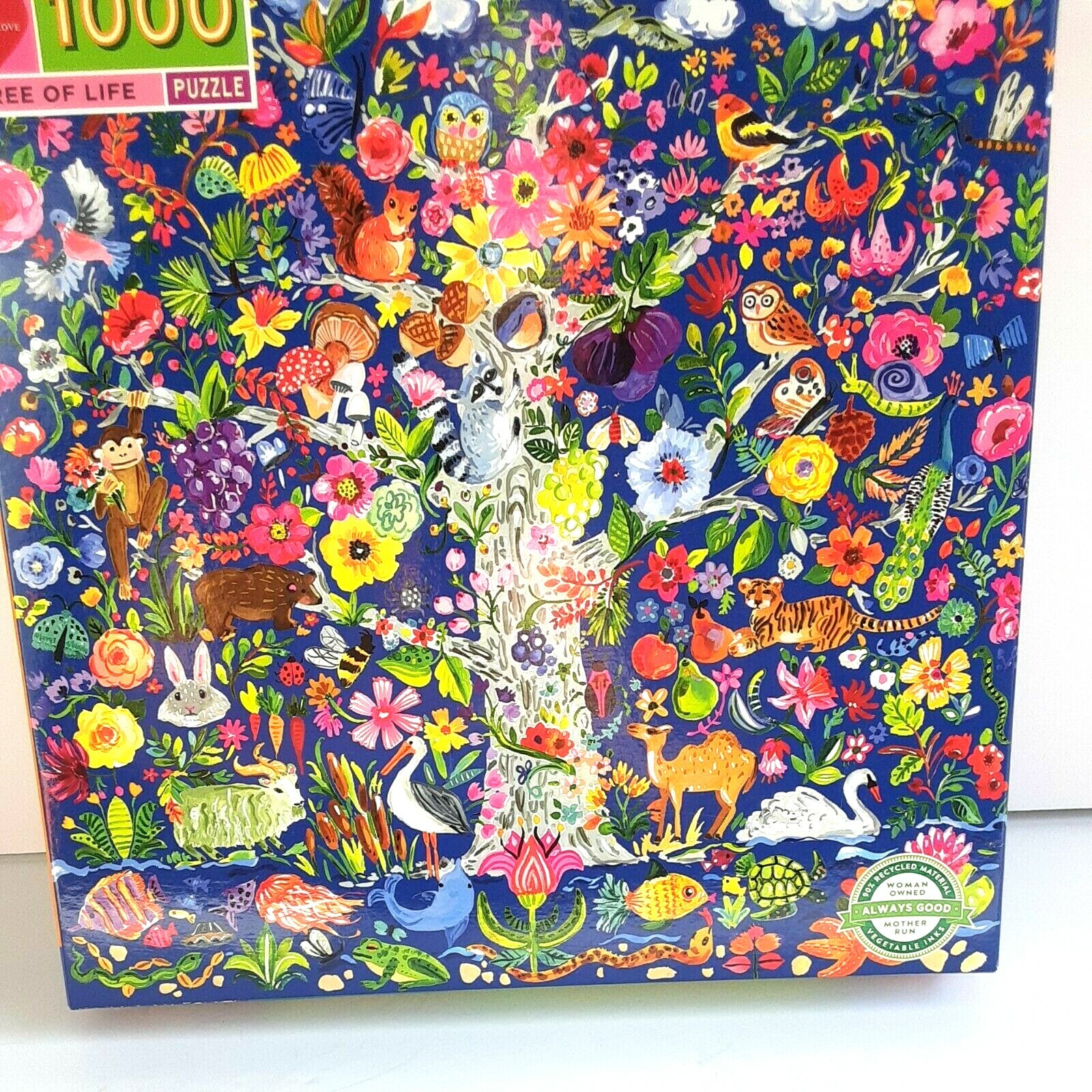Eeboo Tree Of Life 1000 pc Puzzle Colorful Wild Animals Flowers Birds ...