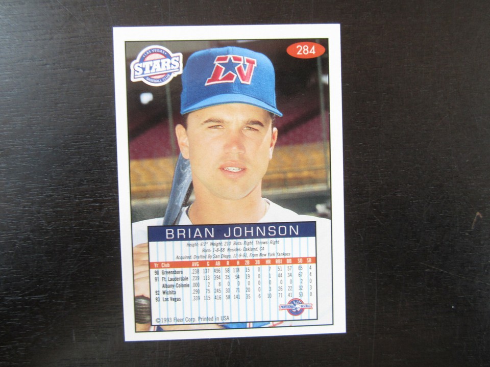 1993 Fleer Excel # 284 Brian Johnson Autograph Signed Card (B) Las ...