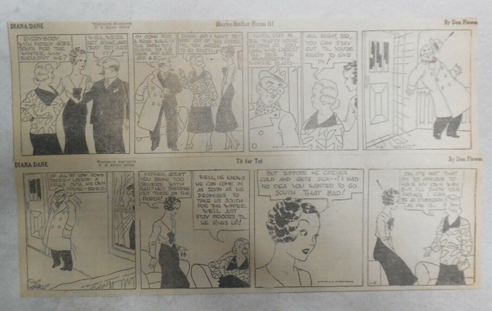 (302) Diana Dane Dailies by Don Flowers ! from 1932 Size: 3 x 12 inches ...
